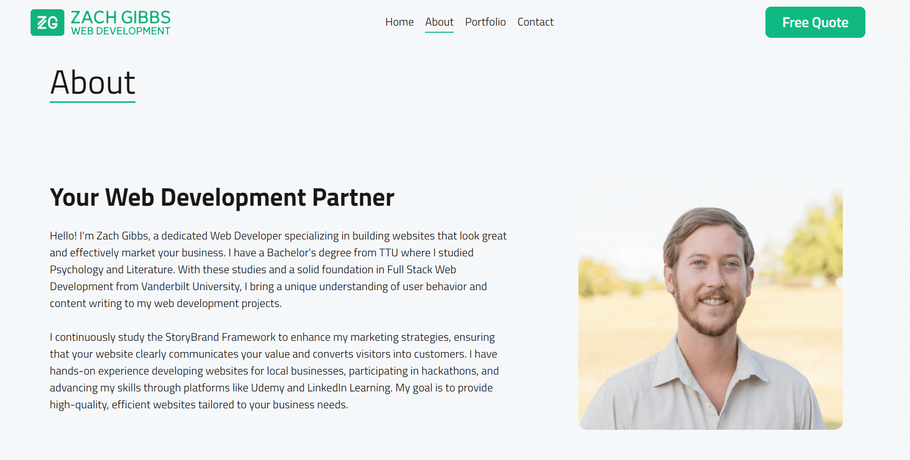 About | Zach Gibbs Web Development | Custom